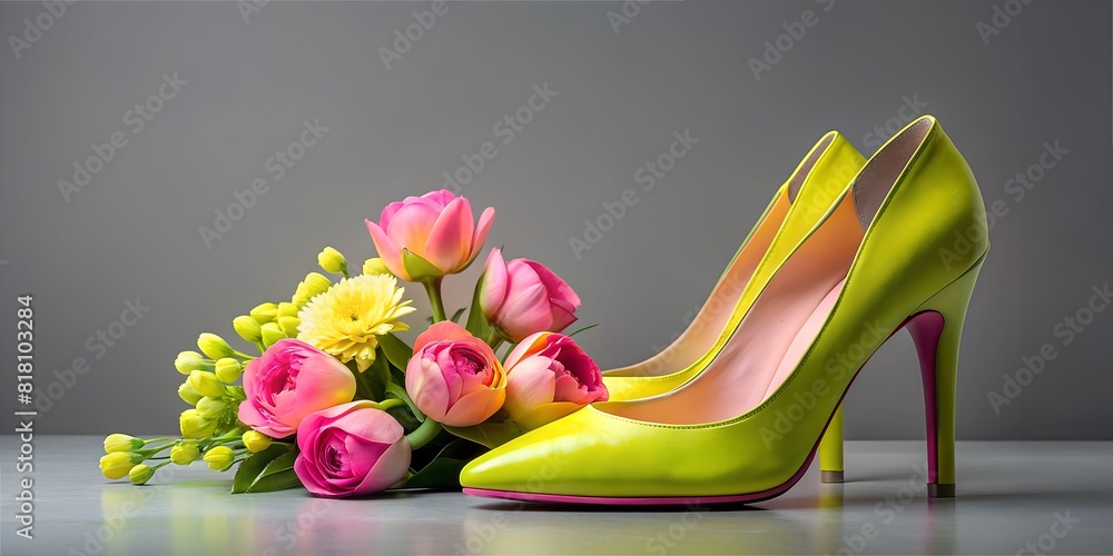 grey pink shoes and flowers Macro minimalism, shoes with flowers ...