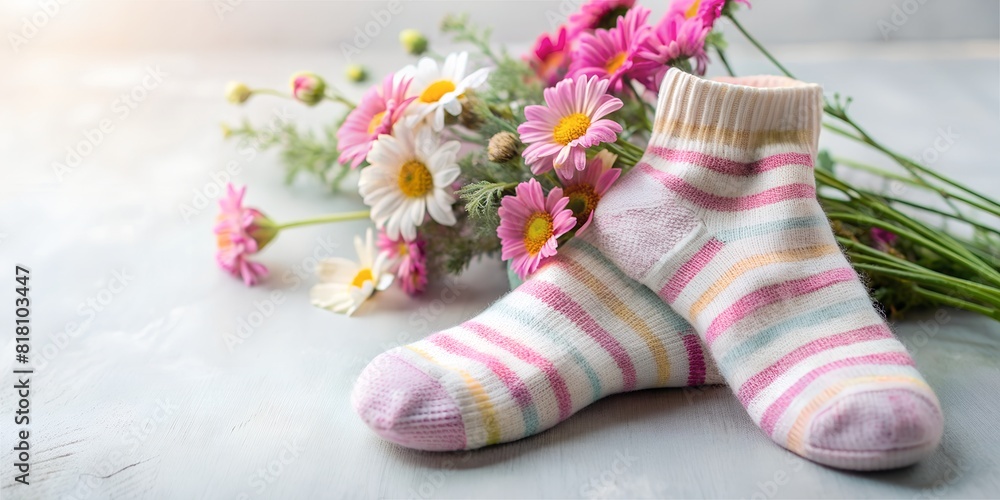 socks Macro minimalism, socks with flowers, wallpaper background, cute ...