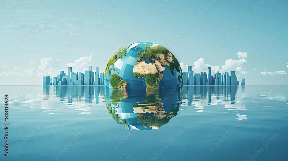 Global Disruption concept flat design front view finance market theme ...