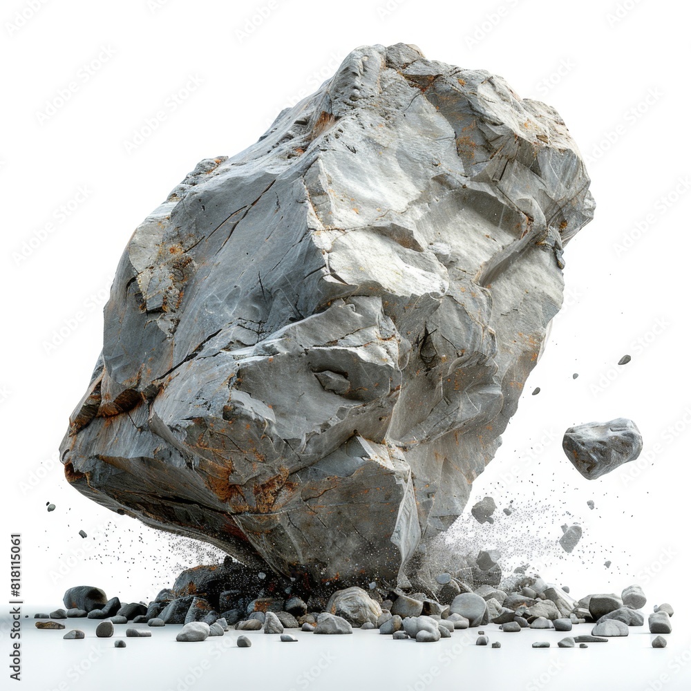 Surreal Rockfall: Cascading Boulders Exploding into Billowing Clouds of ...