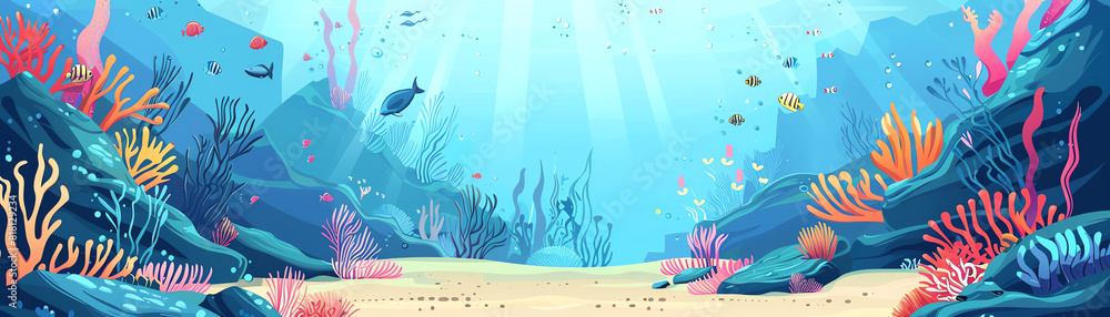 Underwater Thermal Exploration flat design top view oceanography ...