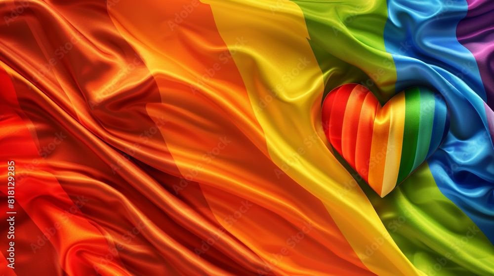 Pride flag gradient a minimalist heart design on the right merging ...