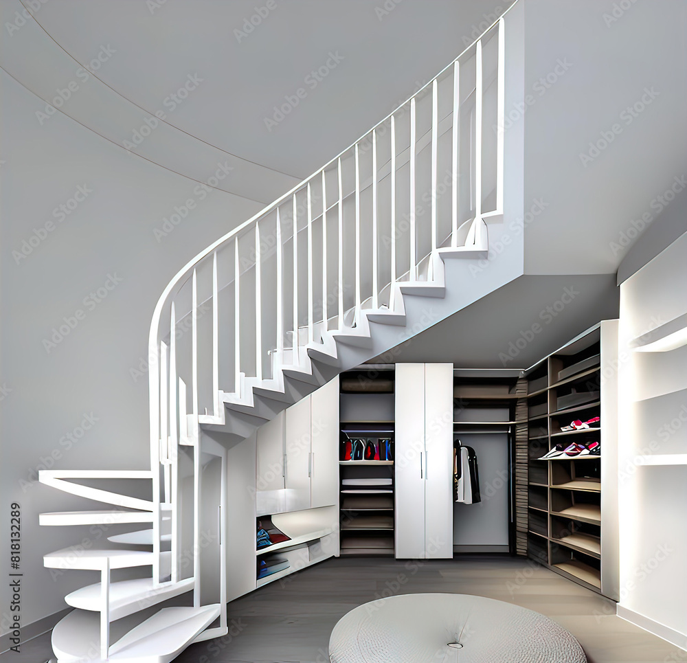 large two story modern european round master closet with island on ...