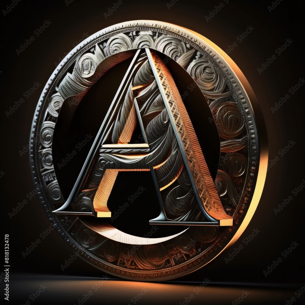 Symbol of the Greek alphabet. Letter A. 3D rendering Stock Illustration ...