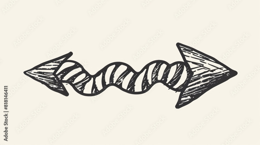 A drawing of two arrows pointing in opposite directions. The arrows are ...