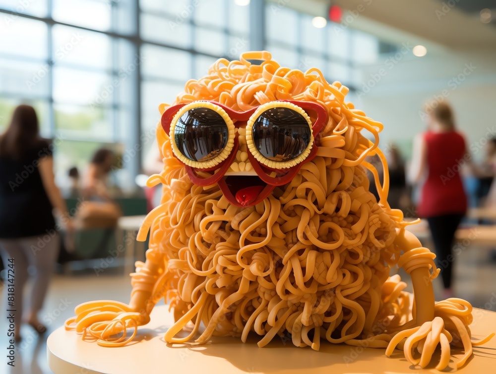 Pasta sculpture competition Show a spaghetti monster entry in a pasta sculpture competition ...