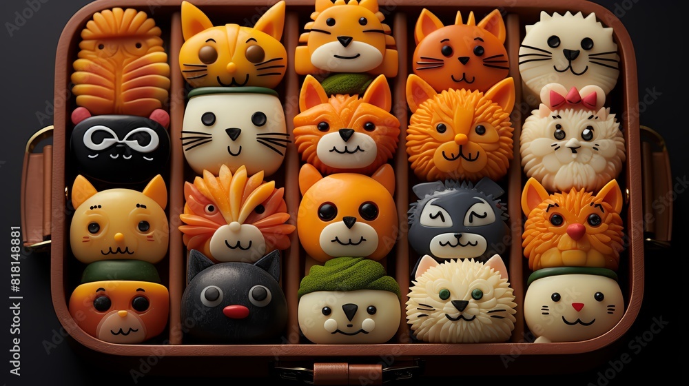 Animated character bento boxes Show bento boxes arranged to look like ...