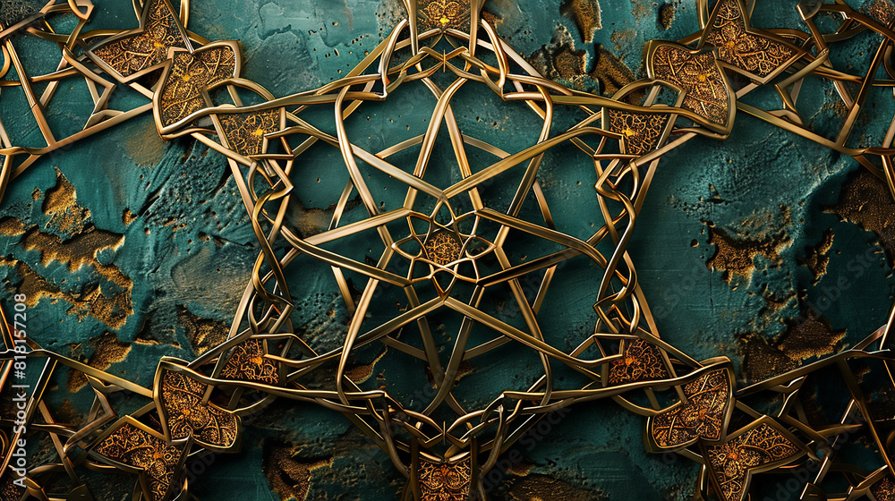 Bronze and Gold Star Pattern A captivating 3D realistic Islamic star ...