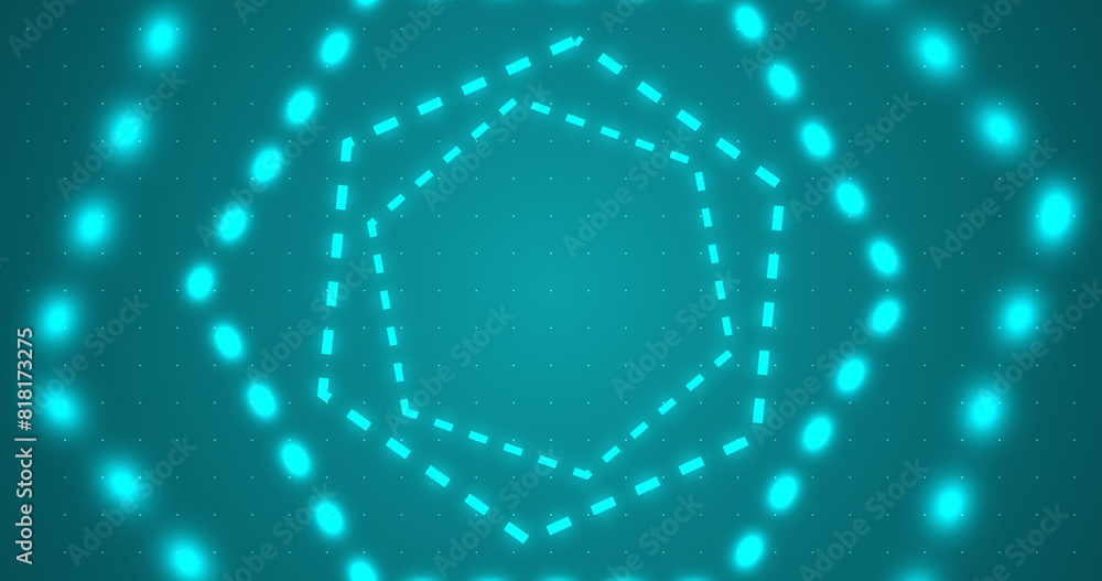 Multiple dotted technology benzene rings hexagons moving cyber computer ...