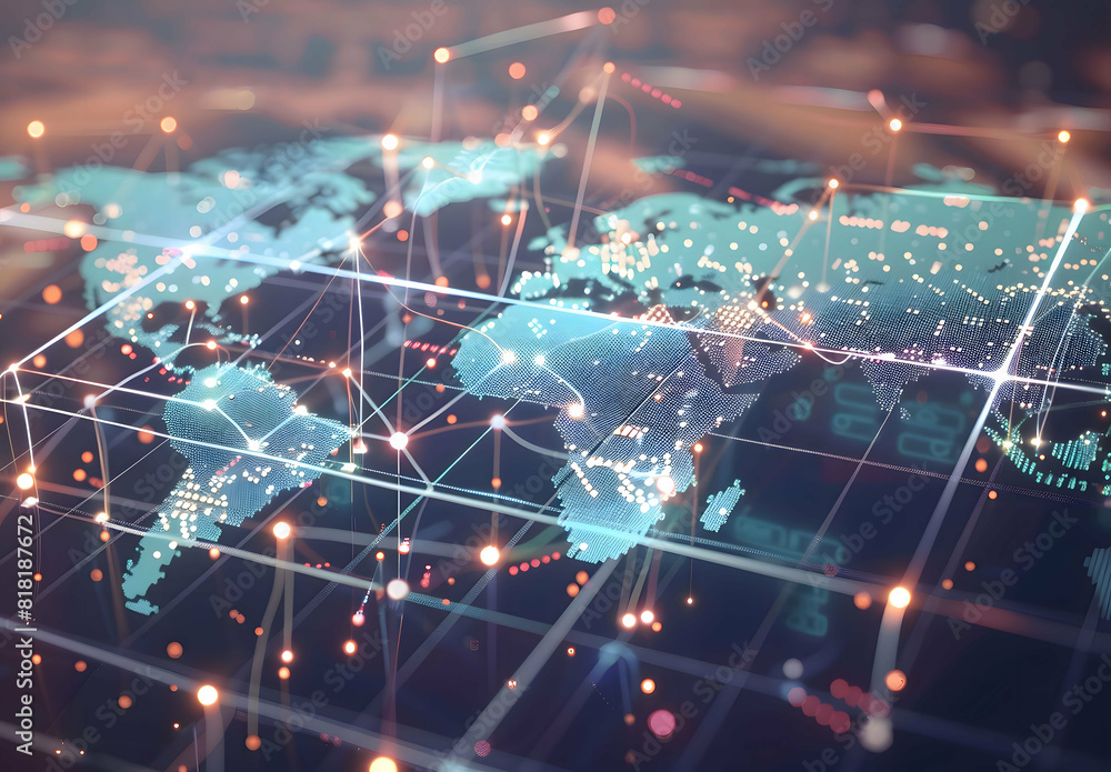 Develop a visual representation of the world map transformed into a ...