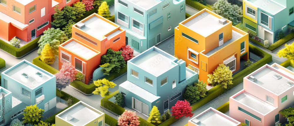 architecture illustration, isometric, revit models, pastel colors ...