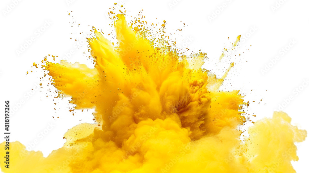 Explosion of yellow smoke isolated on transparent background cutout png ...