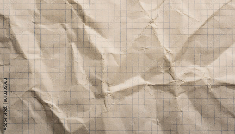 Crumpled, wrinkled grid paper texture, sense of disorder and chaos ...