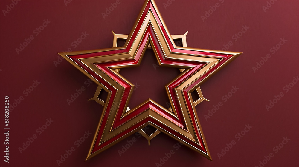 Deep Red and Gold Star Motif A striking 3D realistic Islamic star motif ...