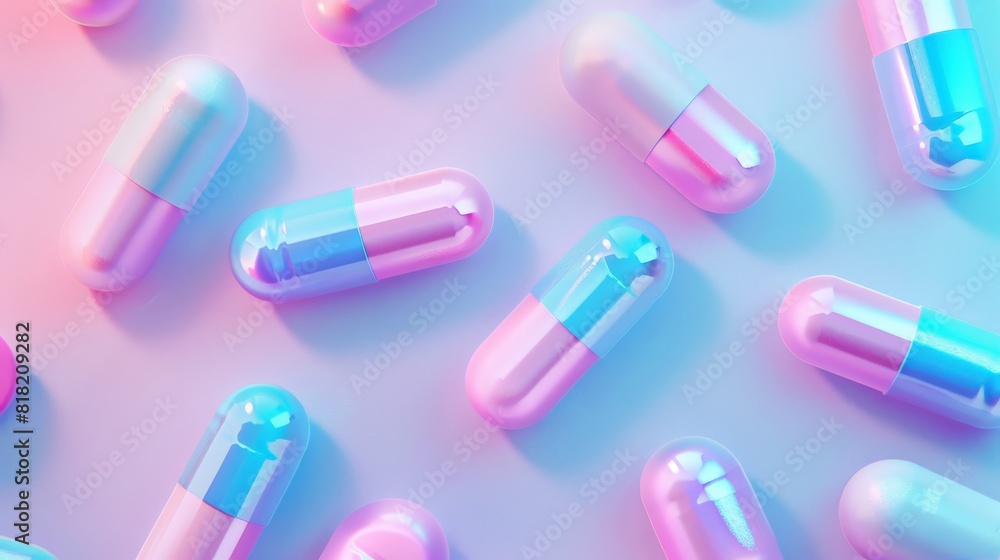 Bright and glossy capsules on a pastel background. Modern and stylish ...