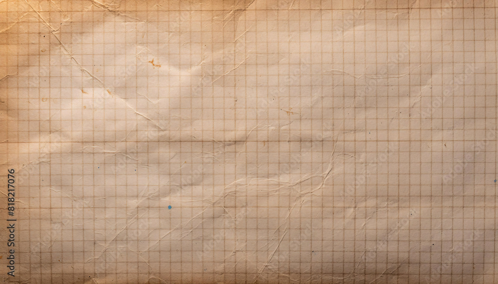 Vintage grid line paper texture with creases and folds, vintage ...