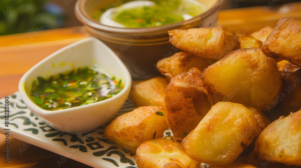 Mandioca frita - crispy fried yuca served with dipping sauce Stock ...
