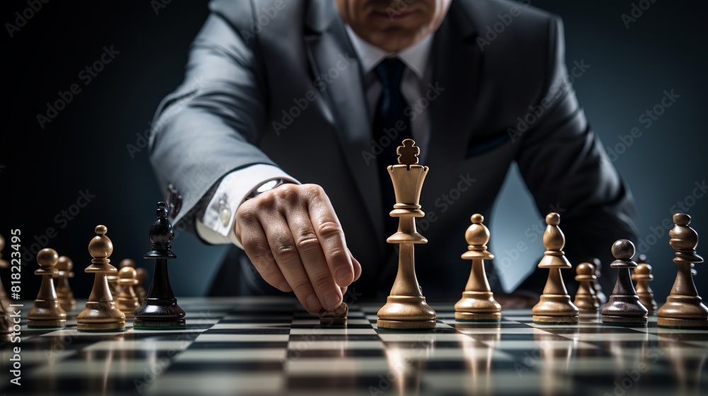 Strategic businessman directing chess game: leadership, teamwork, and ...
