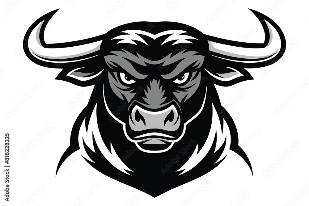 Solid color outline angry bull vector design Stock Vector | Adobe Stock