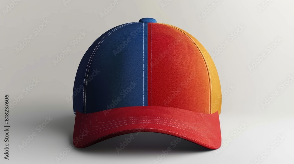 Red and blue baseball cap mockup on white background. Stock ...