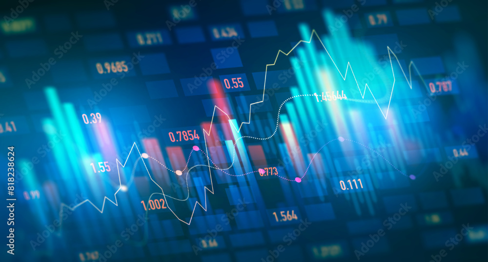 Growth arrow and development. Digital financial chart indicators, stock ...