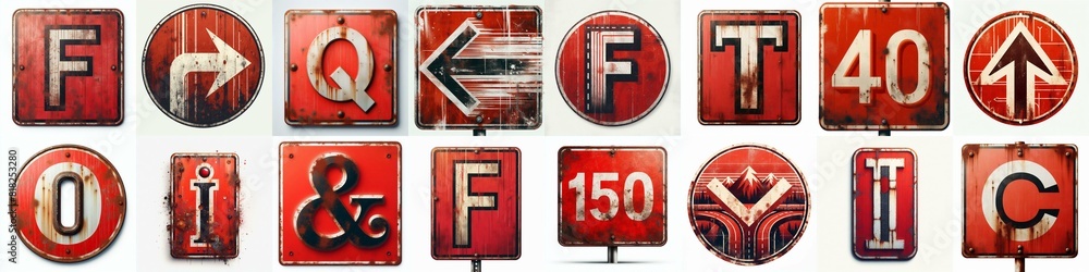 Red Road traffic sign Lettering Typeface. AI generated illustration ...