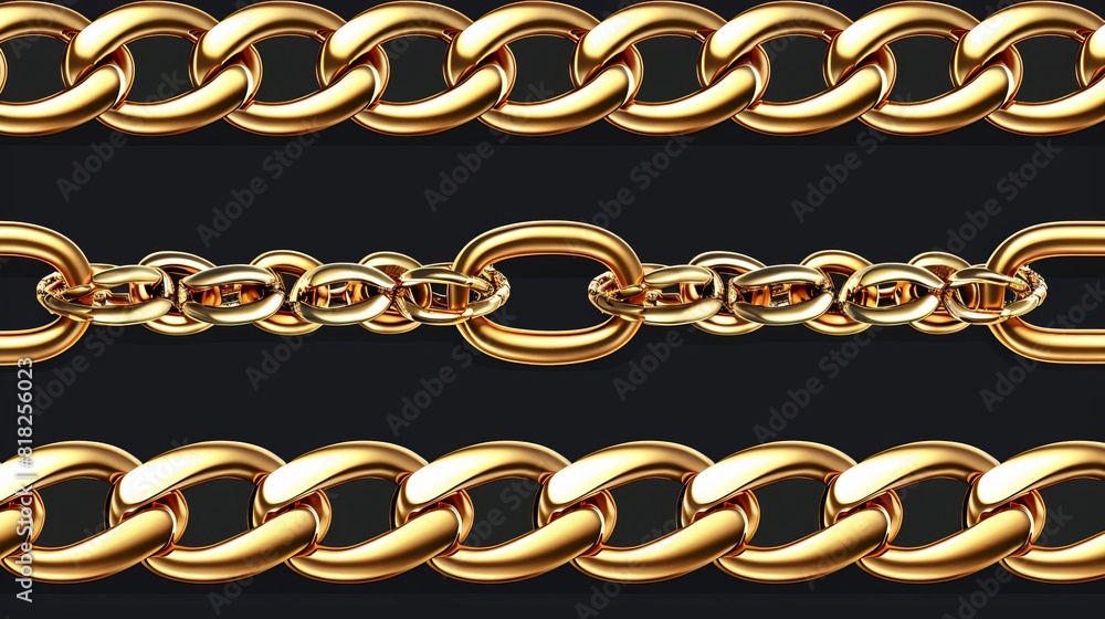seamless luxury gold chain border with different shaped realistic ...