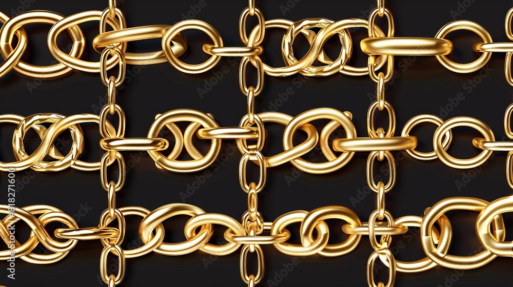 seamless luxury gold chain border with different shaped realistic ...