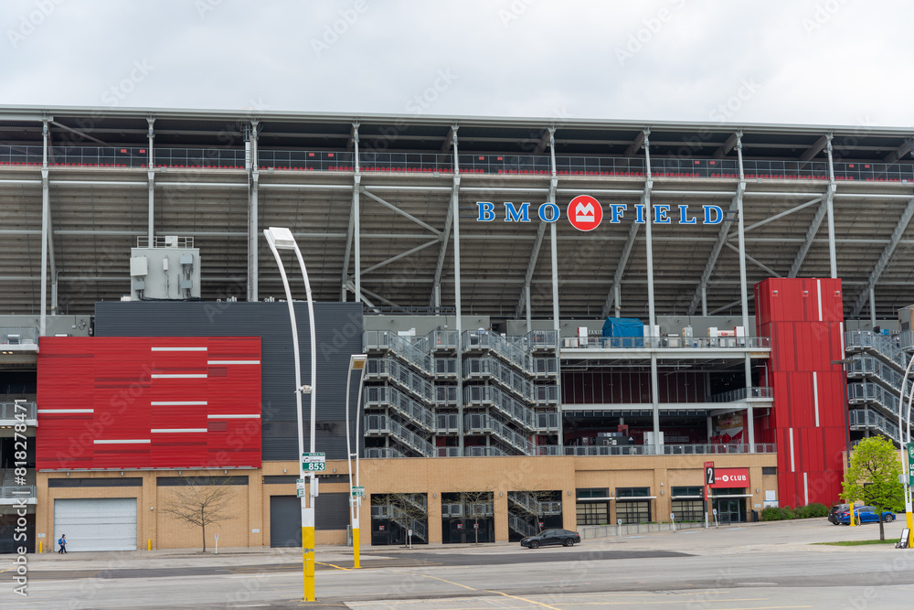 east facing side of BMO Field, a pro sports stadium and concert venue ...