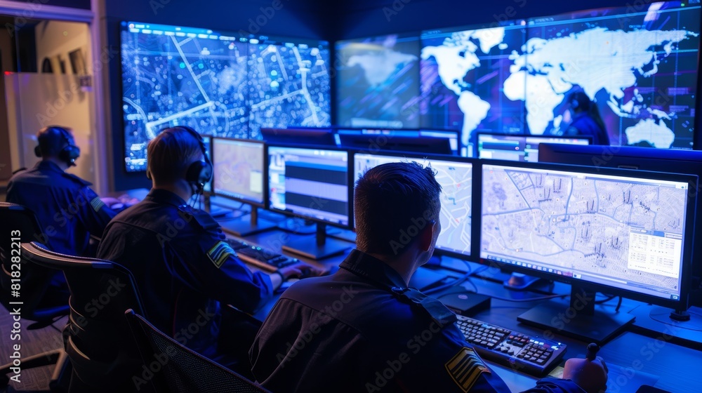 Emergency Response Team Using Real-Time Data Feeds in Command Center to ...