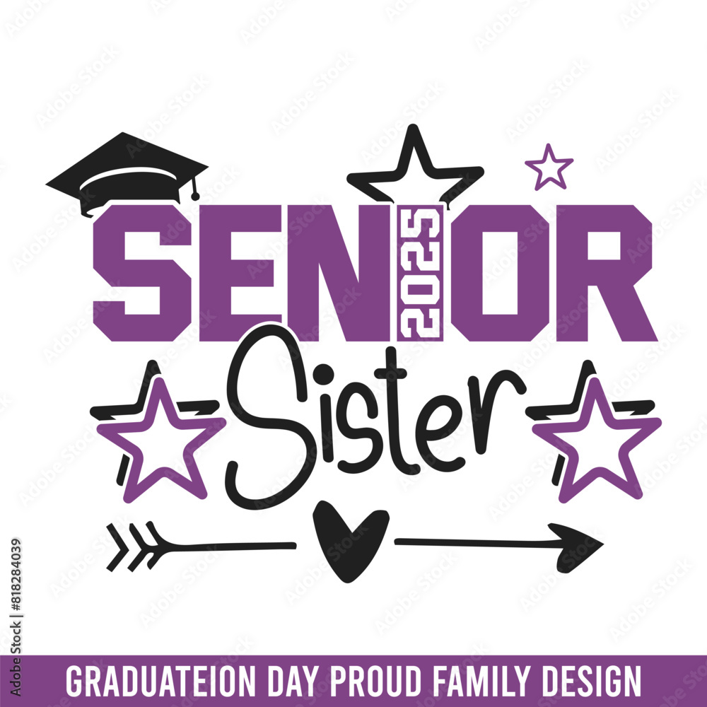Senior 2025 sister graduation day, senior college graduation svg design ...