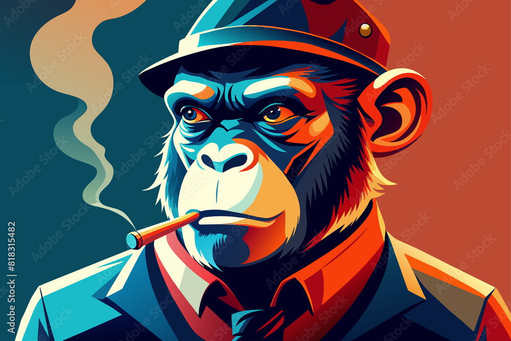 Poster A landscape poster of a monkey smoking a cigar – Wall Art ...