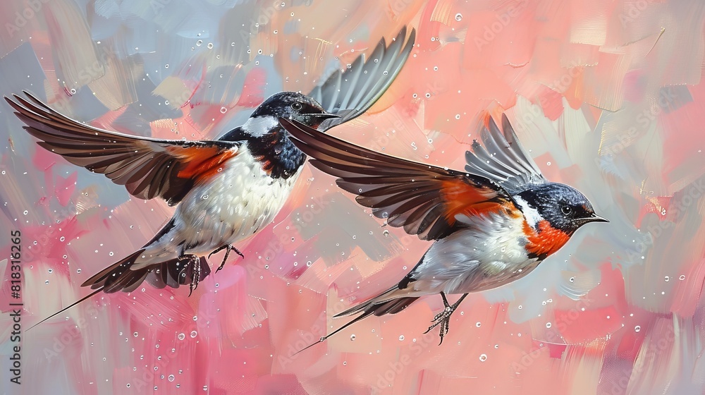 Birding swift air flight songbird plumage wings flock birds above sky ...