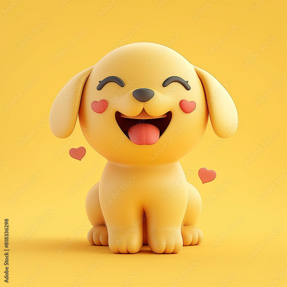 Cute smiley dog creative 3D design illustration. Kawaii doggy emoji ...