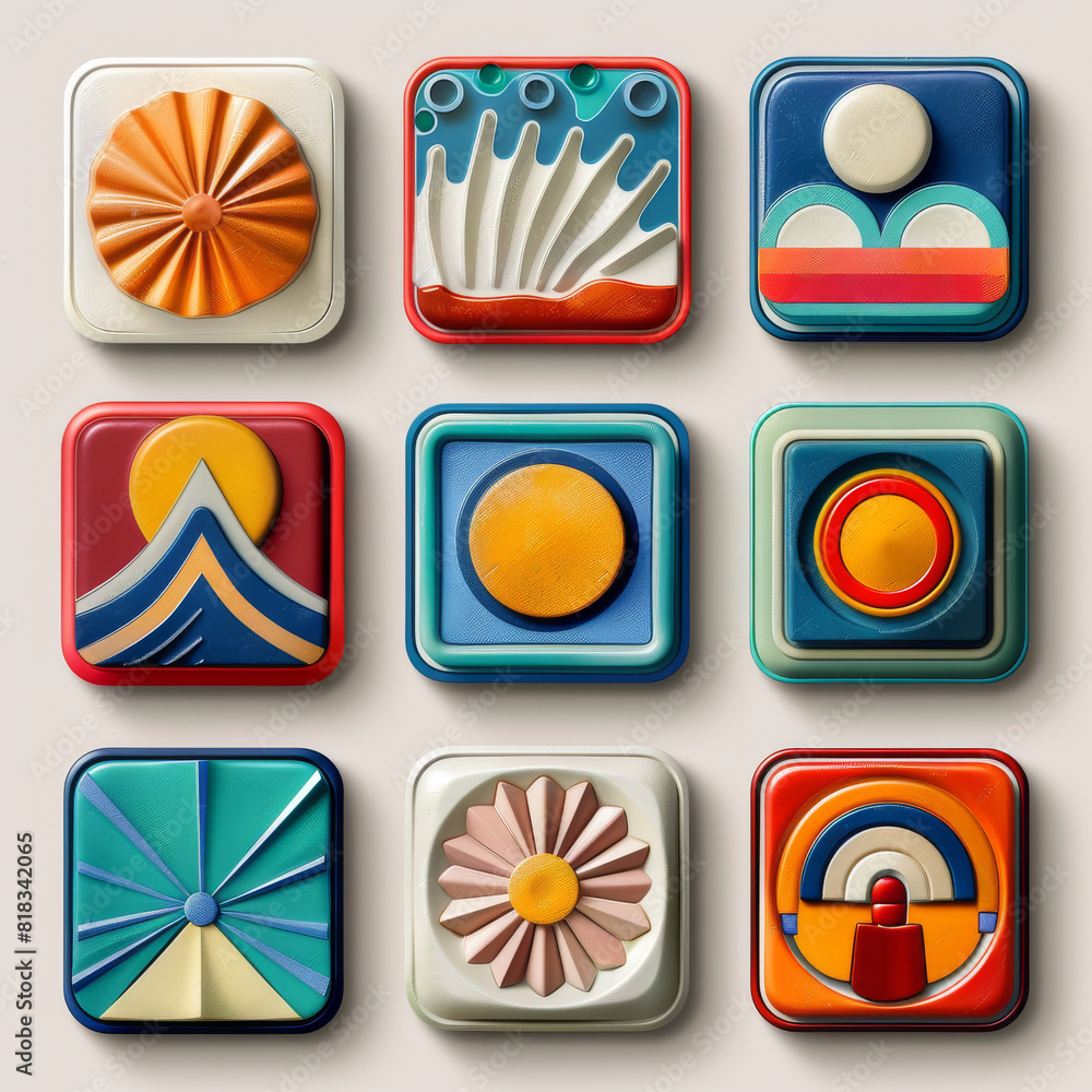 Collection of colorful badges and labels for product packaging and ...