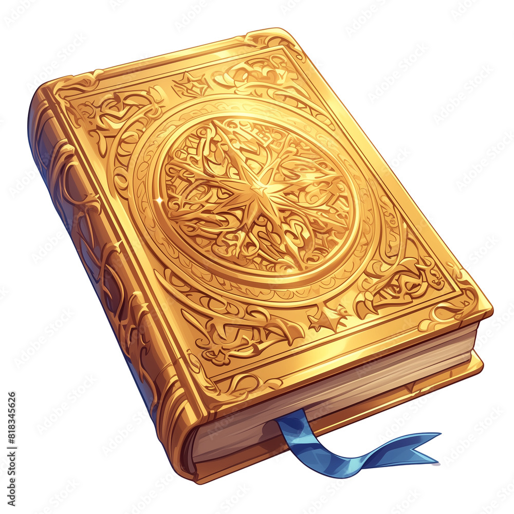 transparent png of a golden book, anime illustration of a gold book ...