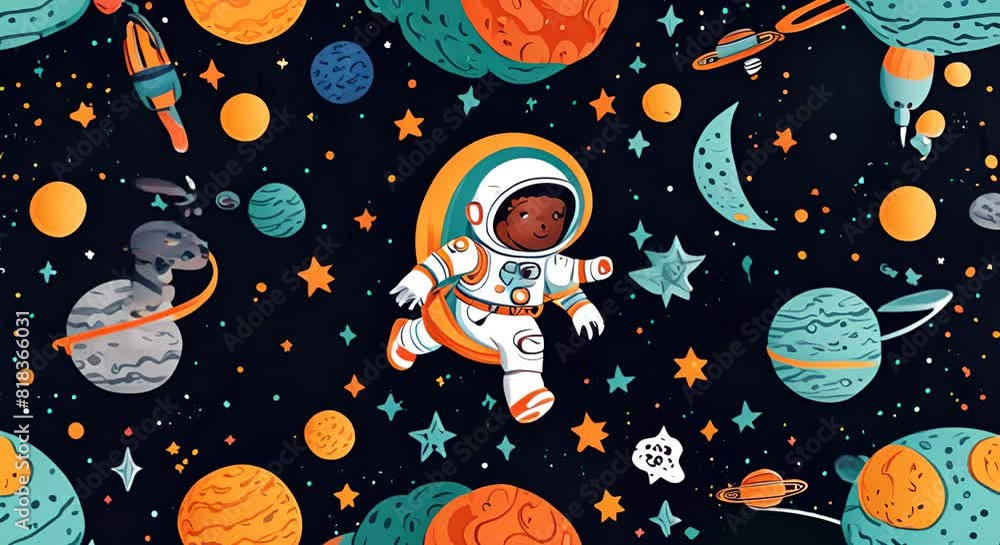 A series of illustrations featuring bright, colorful designs featuring ...