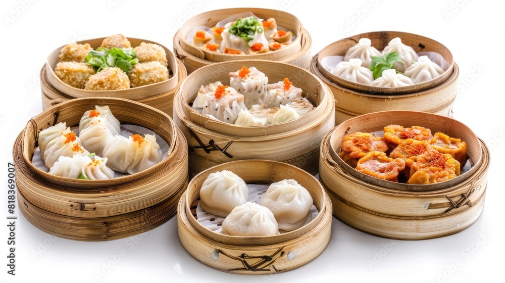 op view fragrant dim sum dumping set with white background and ...