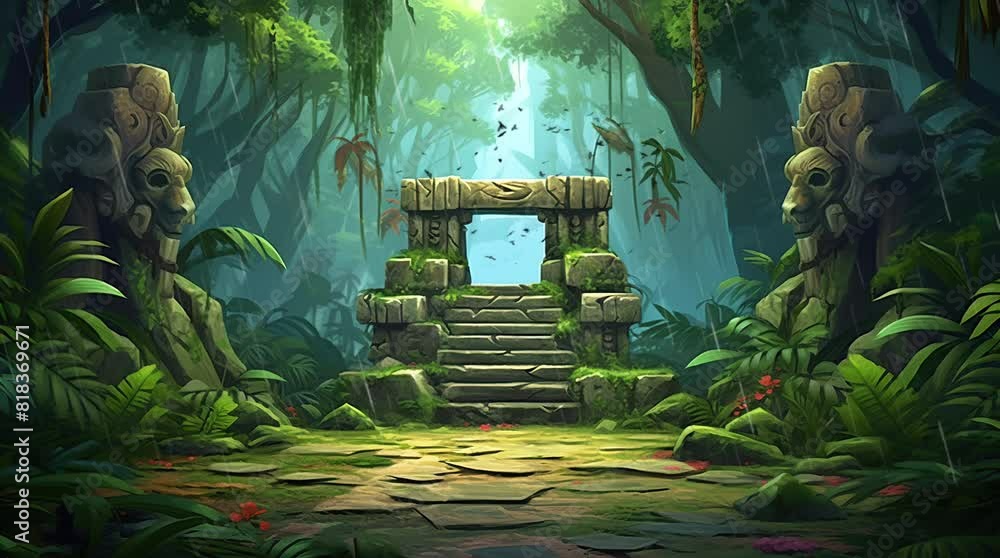 Ancient sacrificial altar hidden within the depths of the forest, used ...