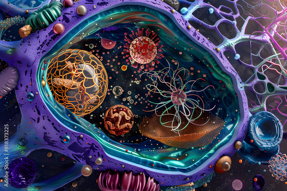 Detailed and Magnified Depiction of an XL Cell from a Biological ...