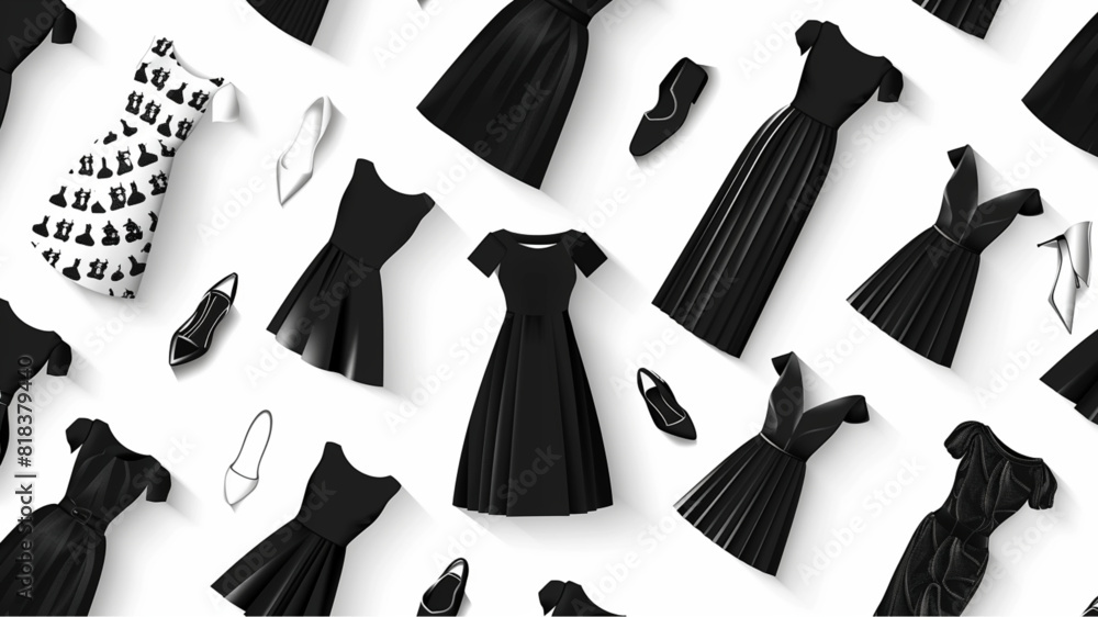 Fashion background seamless. Clothes, pattern vector illustration 3d ...