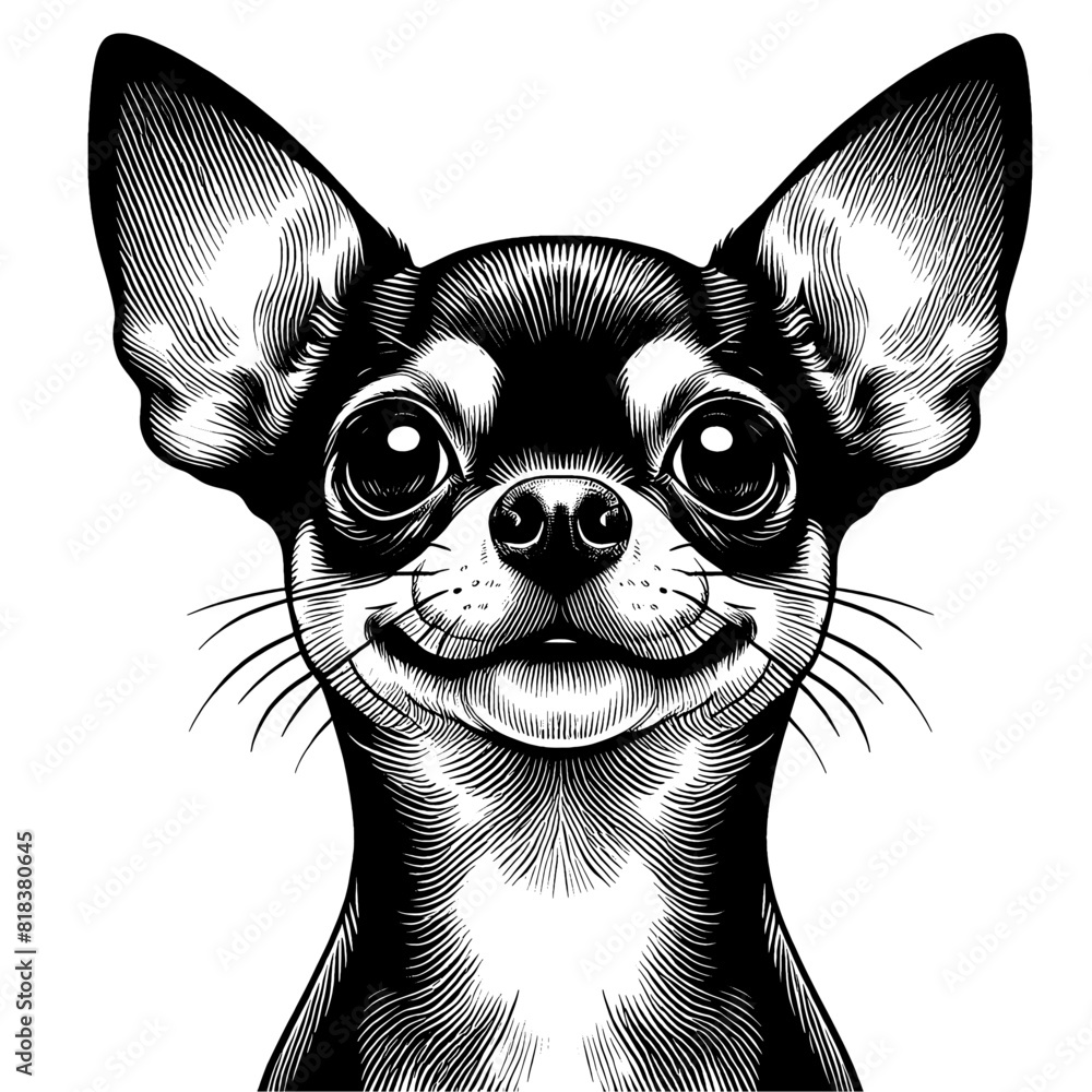 Hand drawn cute Chihuahua portrait, vector sketch isolated on ...