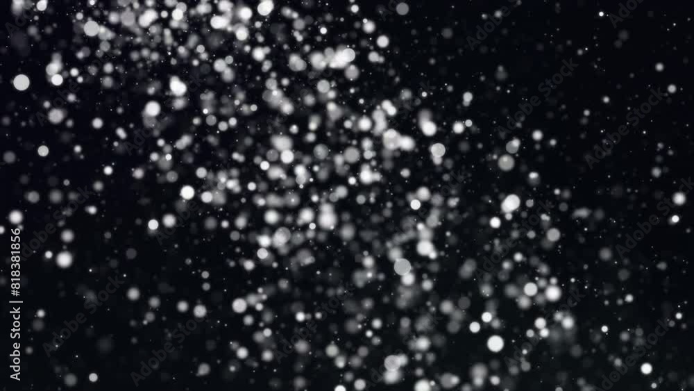 Falling white particles with depth of field effect in a seamless loop ...