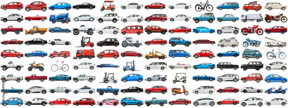 108 cars and various vehicles set of sedan, sports car, super car, bus ...