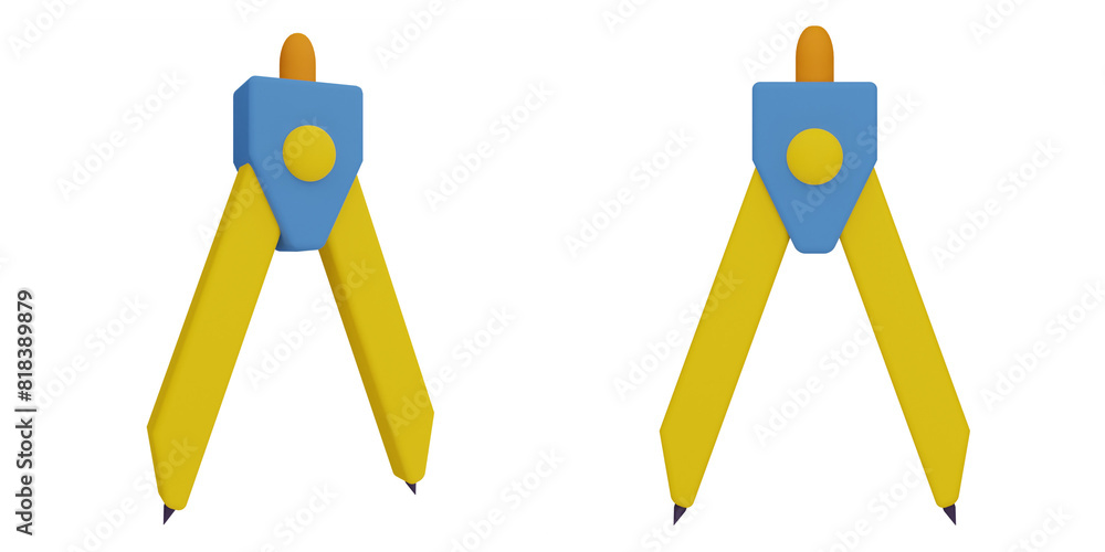 3d drawing compass, graphic design 3d set, transparent background ...