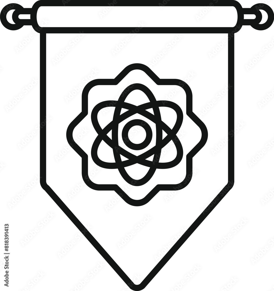 Minimalist black and white vector science emblem banner illustration ...