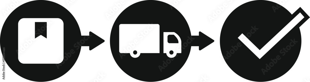 Set of delivery process icons for shipping, logistics, and ...