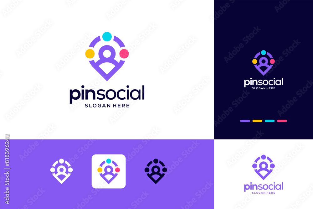 Pin and community social logo combination modern design inspiration ...