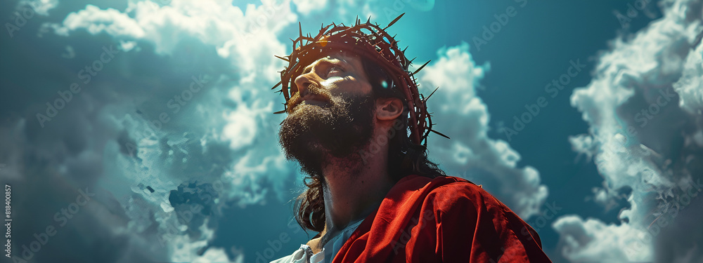 Jesus Christ wearing the crown of thorns Stock Illustration | Adobe Stock
