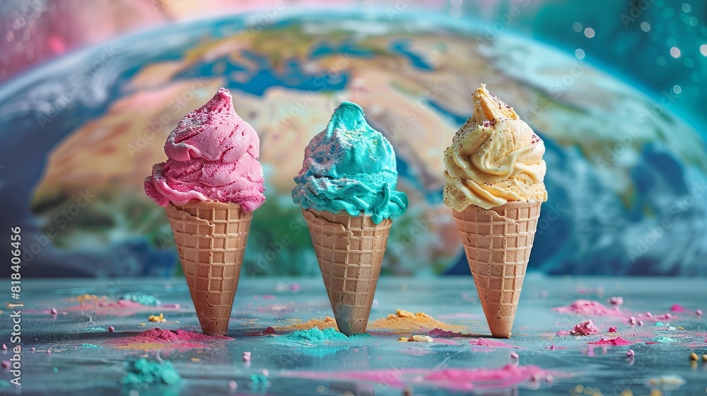 Vibrant depiction of Earth from space, each continent uniquely shaped ...